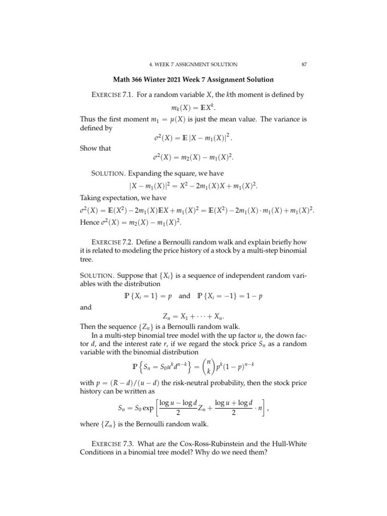 Math 366 Winter 2021 Week 7 Assignment Solution | PDF | Volatility ...