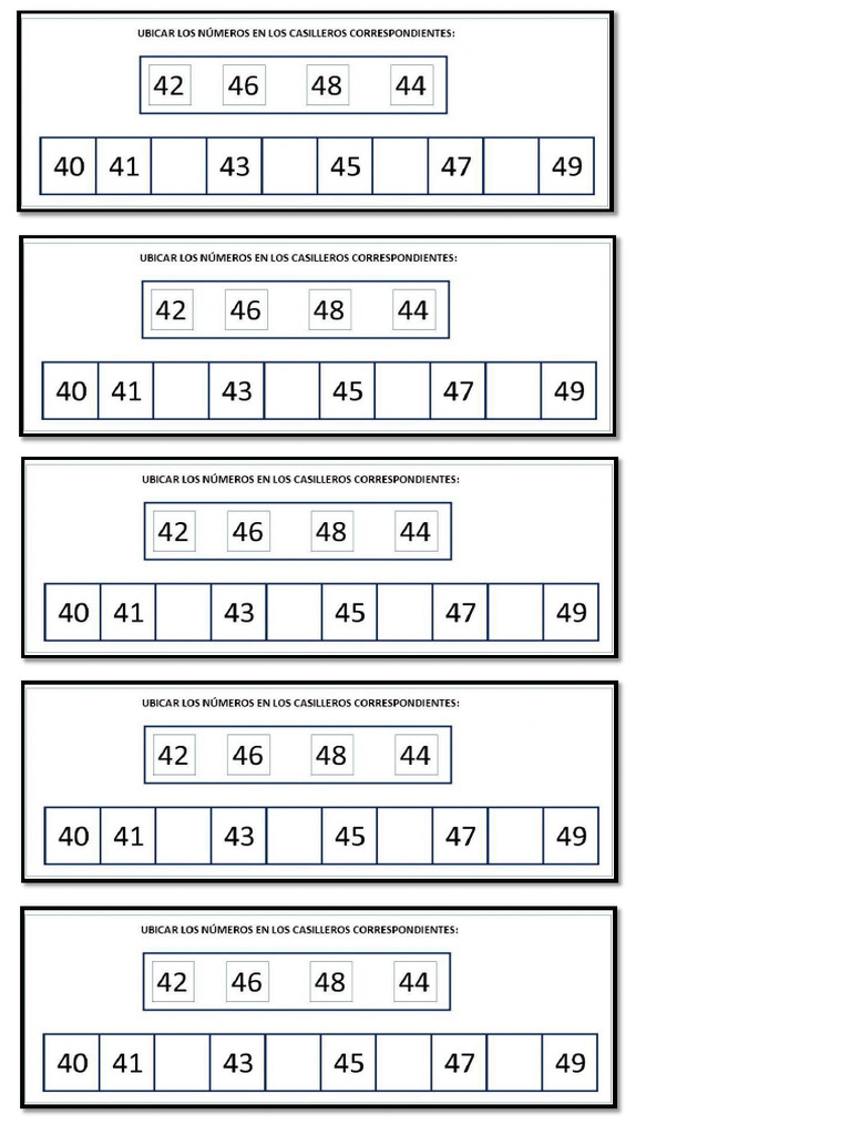 Tira de números del 40 al 49 | PDF
