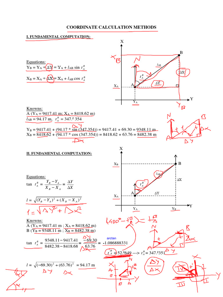 Coordinate Calculation Methods Guide | PDF | Mathematics | Elementary ...
