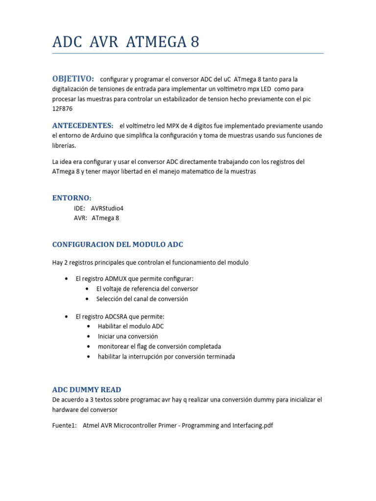 Adc Avr Atmega 8 | PDF | Ciencia y matemáticas | Tecnología