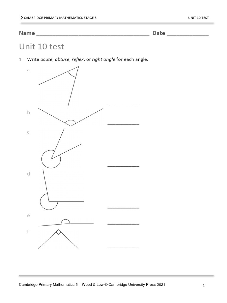 Stage 5 Unit 10 Mathematics Test | PDF