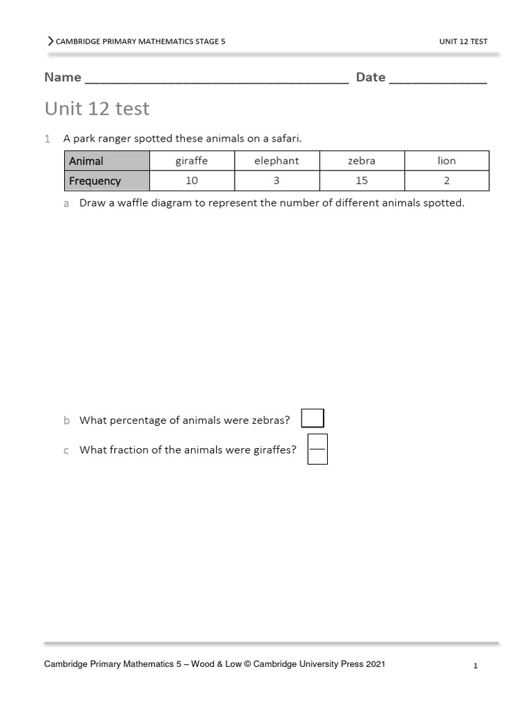 Unit 12 Test: Stage 5 Mathematics | PDF
