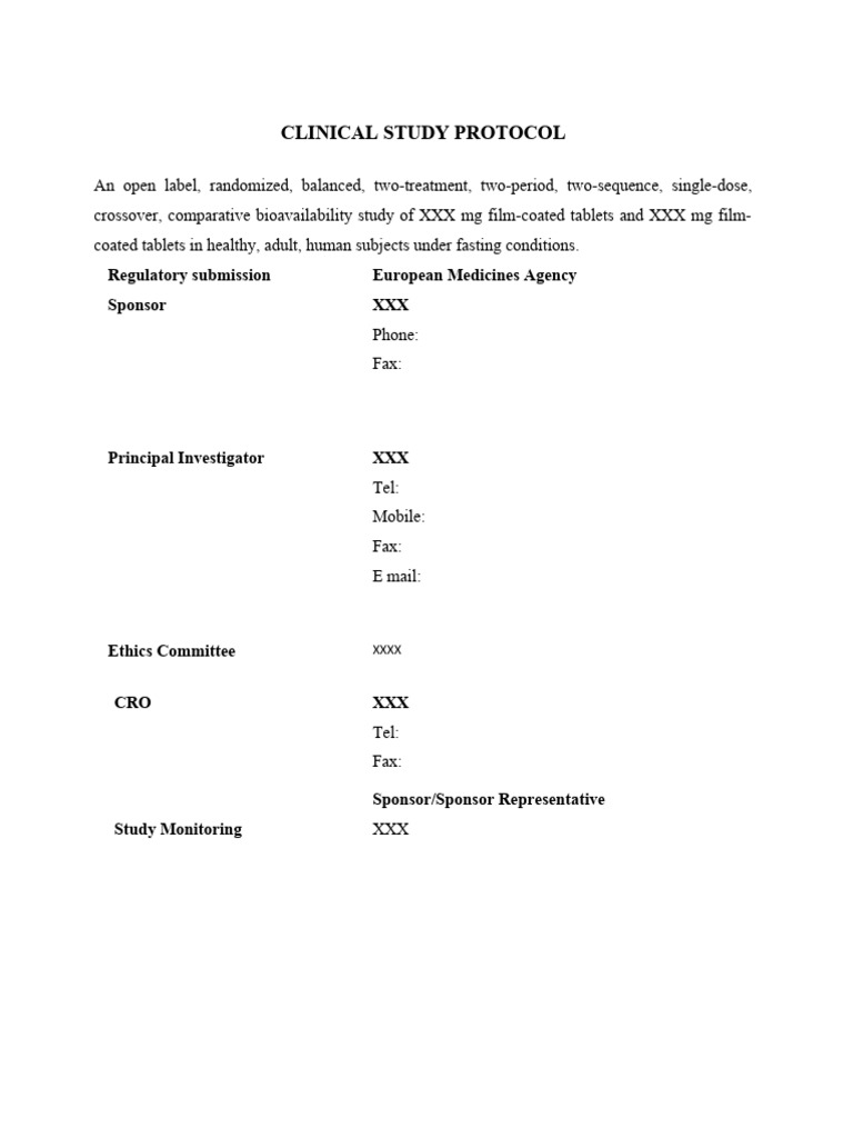 Clinical Study Protocol | PDF | Clinical Trial | Alanine Transaminase