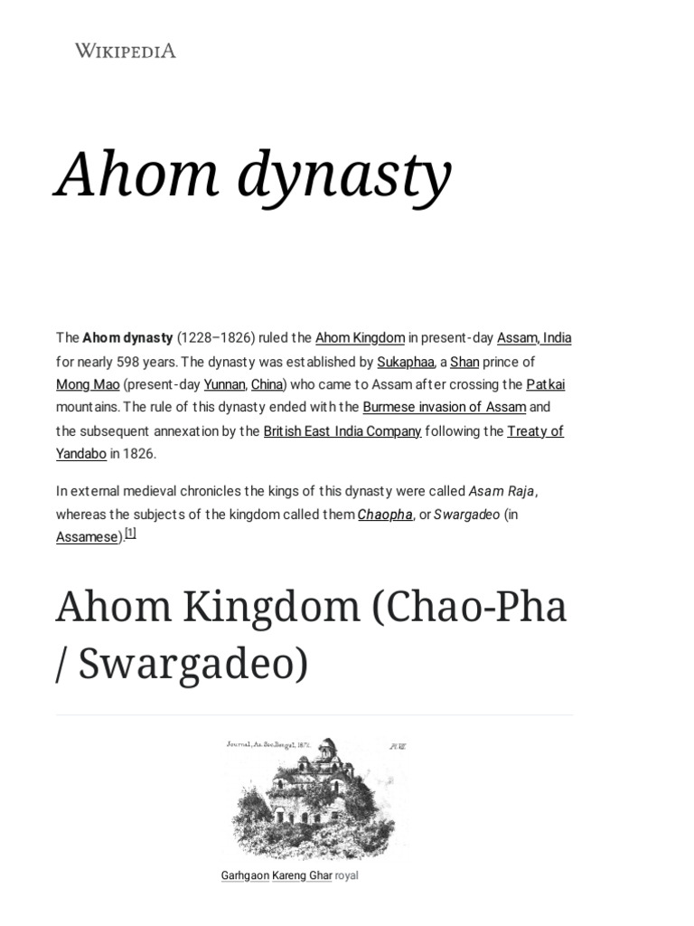 Ahom Dynasty - Wikipedia | PDF