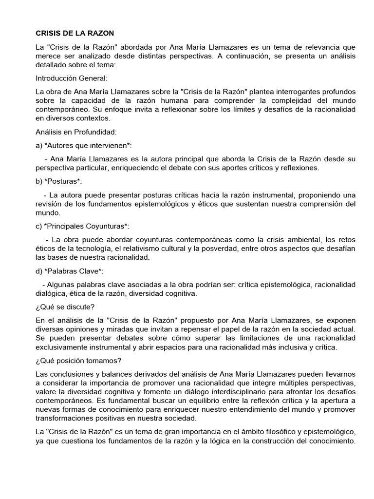 Crisis de La Razon | PDF | Conocimiento | Certeza