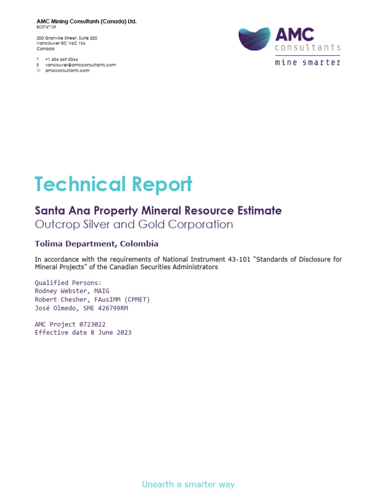 Santa Ana Mineral Resource Estimate Ni 43-101 S | PDF | Fault (Geology ...