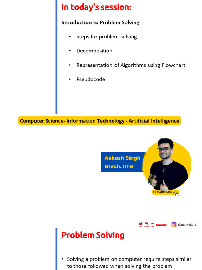 Class 11 Cs 083 Introduction To Problem Solving Pdf Algorithms Computer Programming