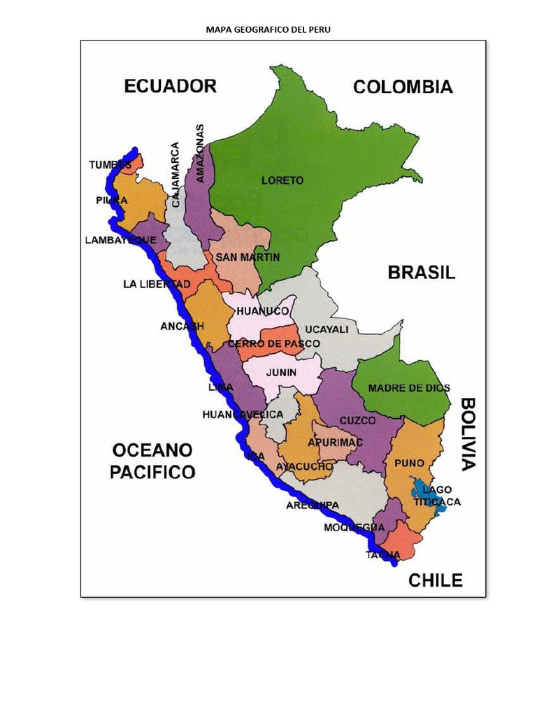 Mapa Geografico Del Peru | Descargar gratis PDF | Andes | Perú