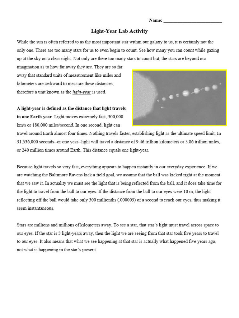 AST Light Year Activity | Download Free PDF | Planets | Planets In ...