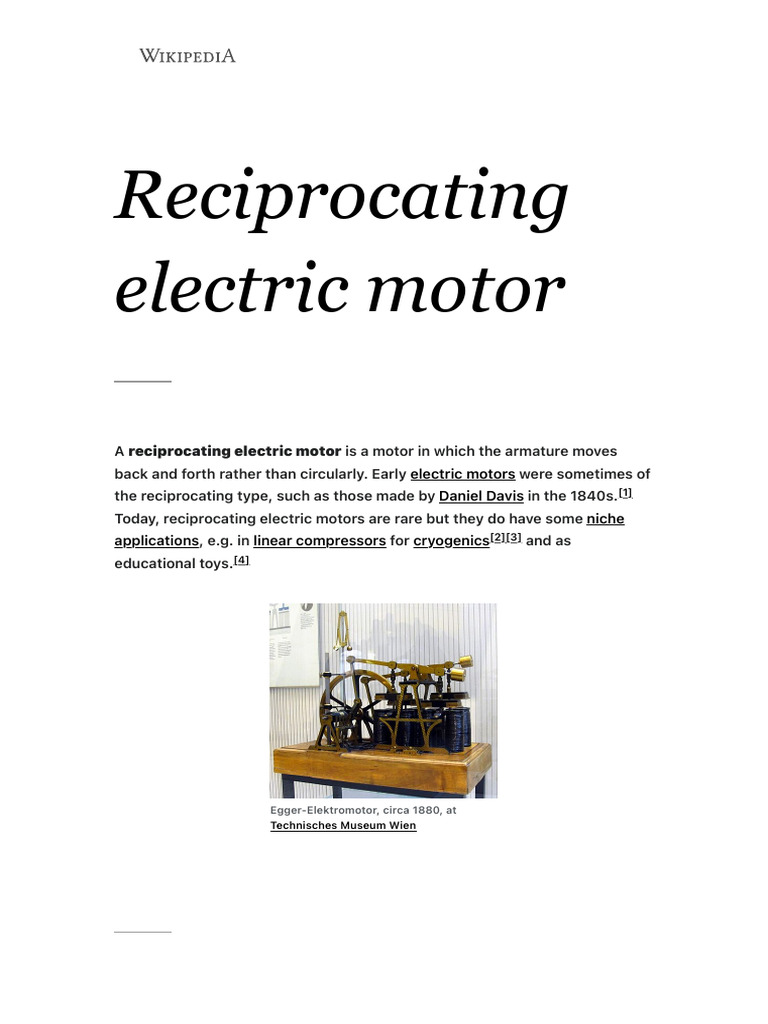 Reciprocating Electric Motor - Wikipedia | PDF | Physical Sciences ...