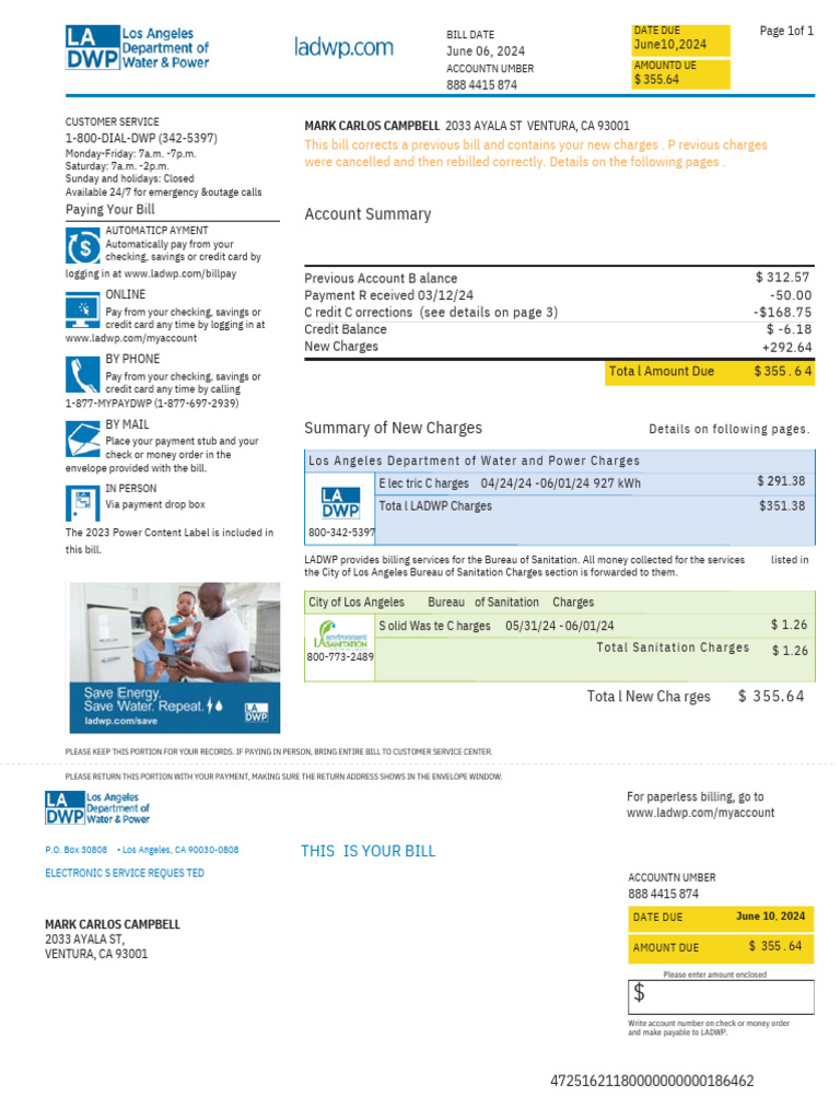 LADWP Customer Service Billing Guide | PDF | Credit Card | Money