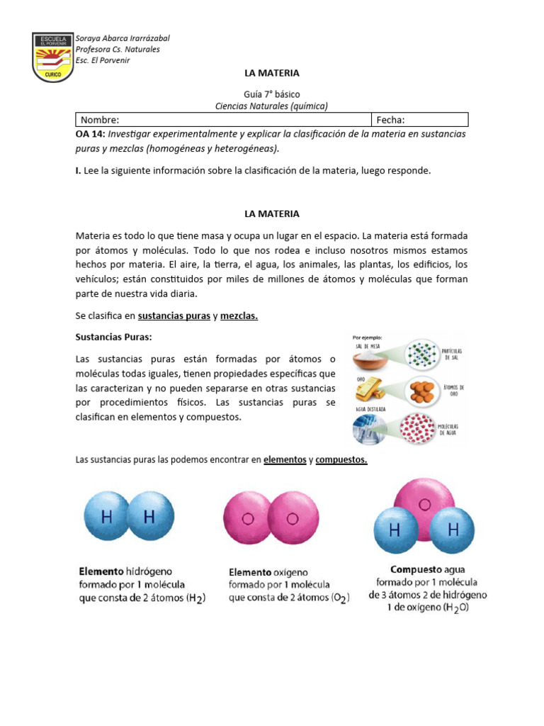 Clasificación de la Materia: Puras y Mezclas | PDF | Mezcla ...