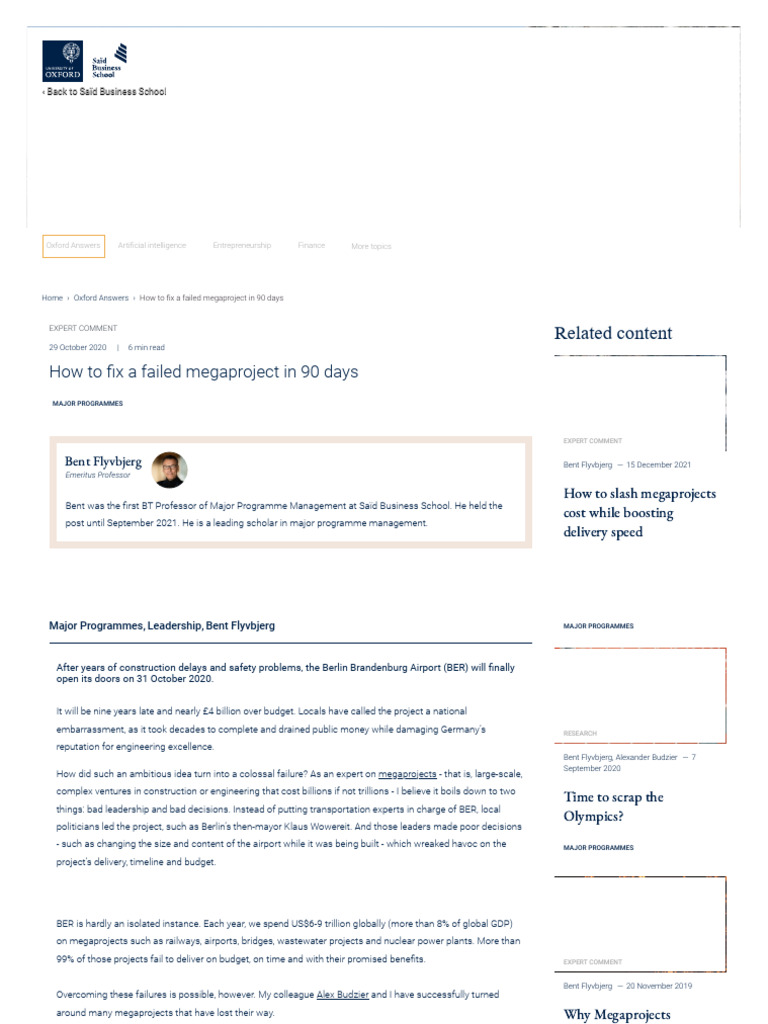 Fixing Failed Megaprojects in 90 Days | PDF