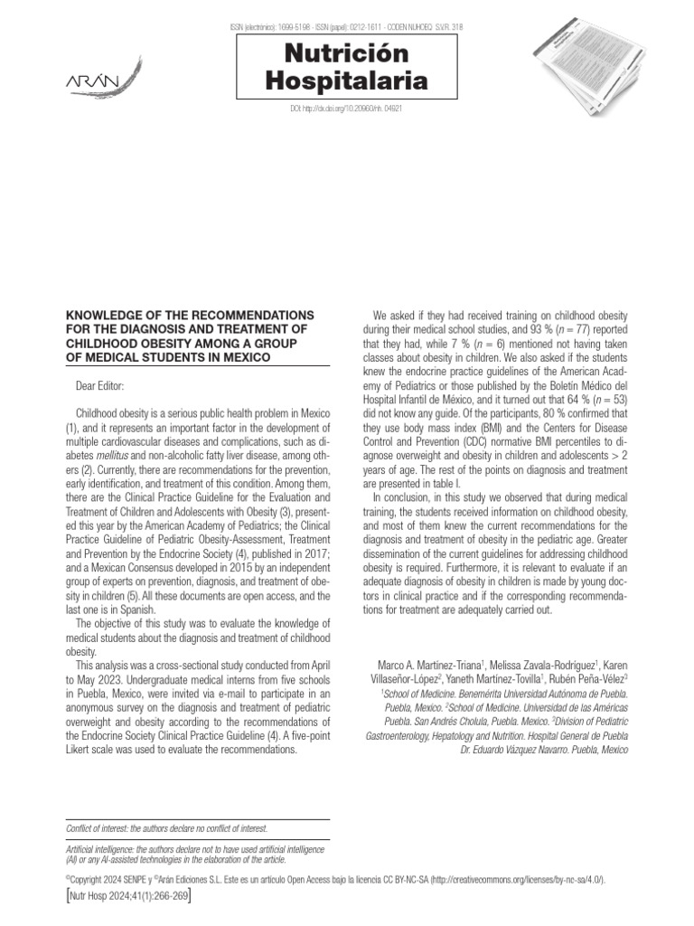 Knowledge of The Recommendations For The Diagnosis and Treatment of ...