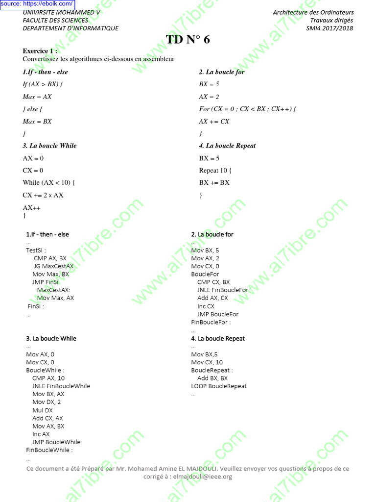 Td5 Correction Compressed Pdf Structure De Contrôle Ingénierie