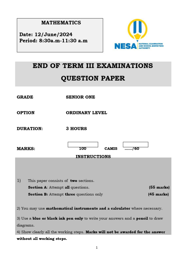 S1 Maths Q A | PDF | Area | Mathematics