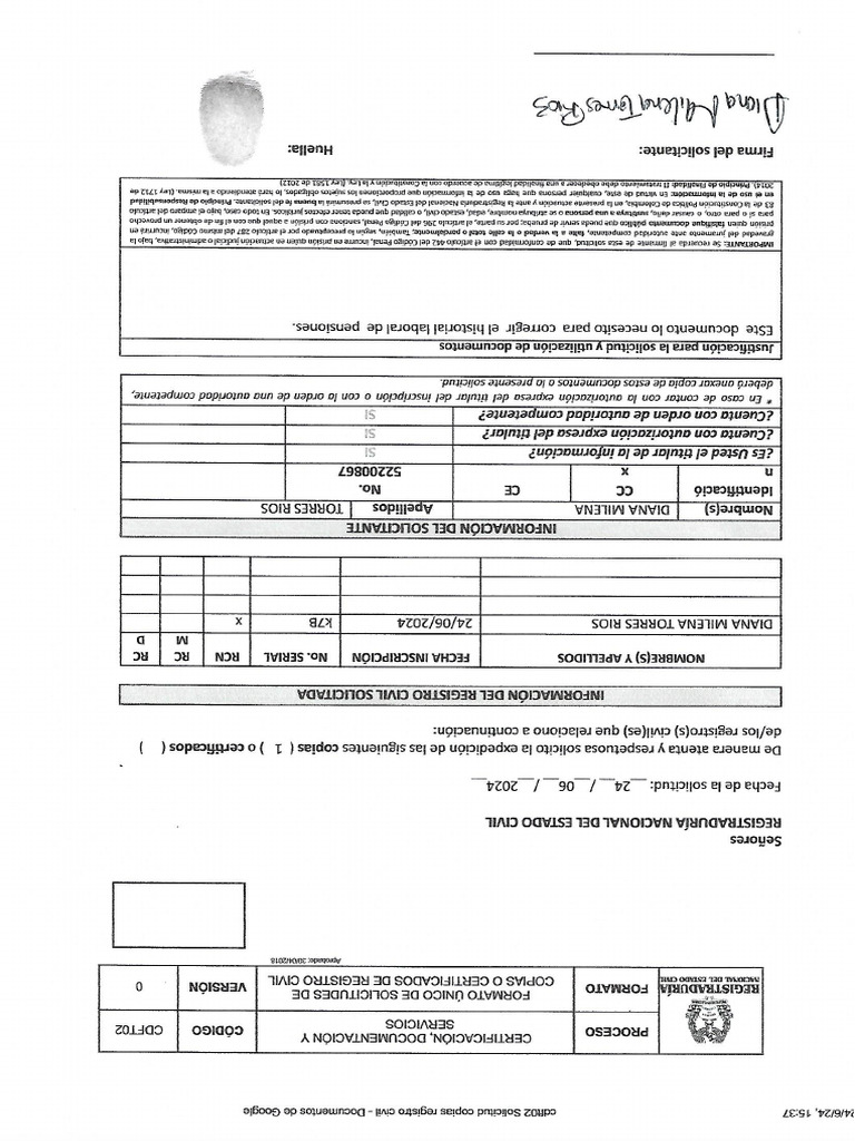 Formato para Registro Civil | PDF