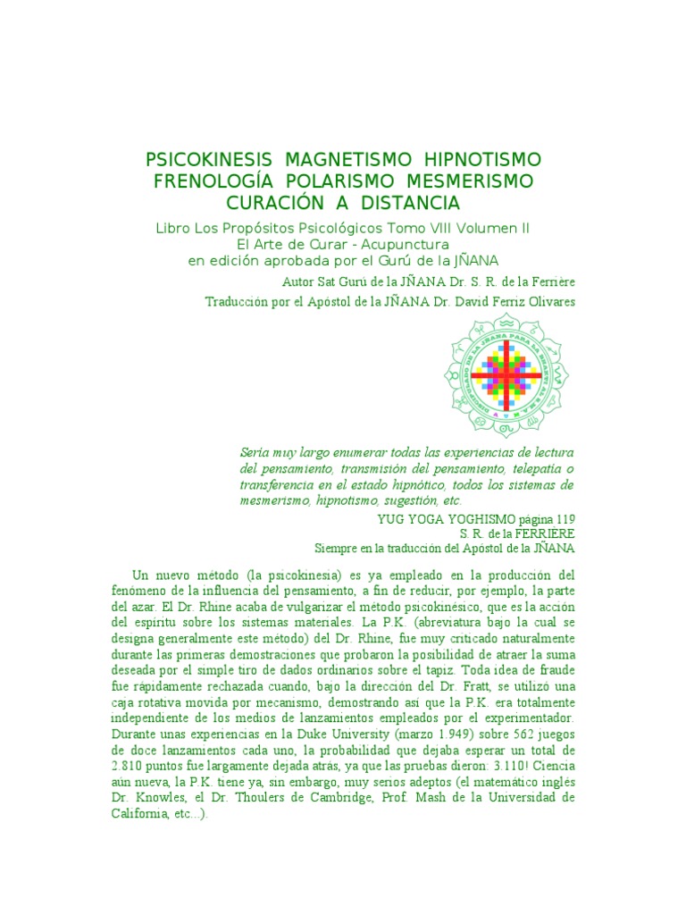 Psicokinesis Magnetismo Hipnotismo Frenologia | PDF | Hipnosis | Sicología