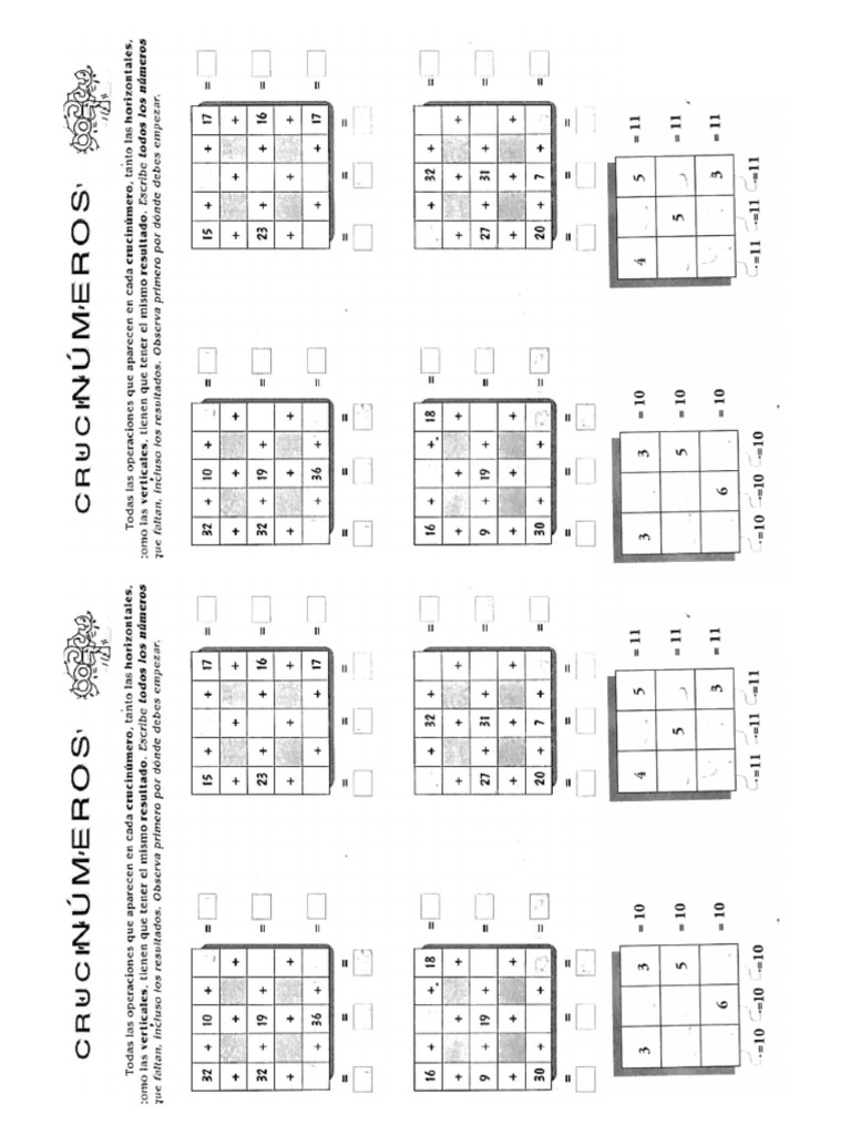 Crucigramas Numeros | PDF