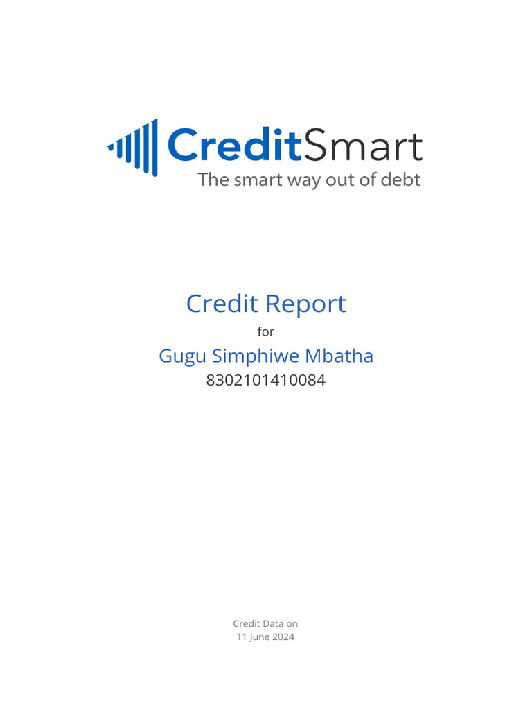 Credit Report - Gugu Simphiwe Mbatha (8302101410084) | PDF | Credit ...