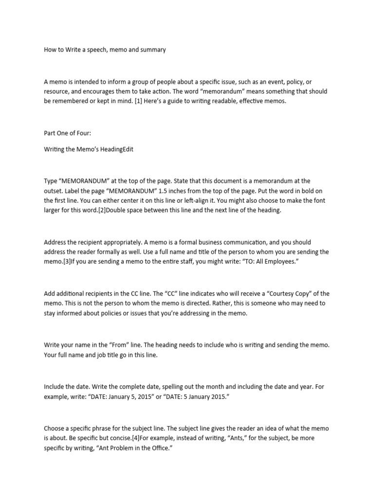 Speech, Report, Summary and Memo | PDF | Memorandum | Quotation Mark