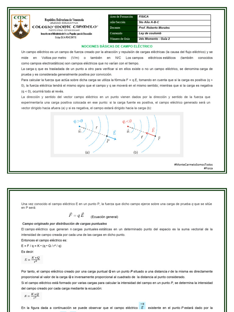 Guia 2 de Fisica | PDF | Campo eléctrico | Fuerza