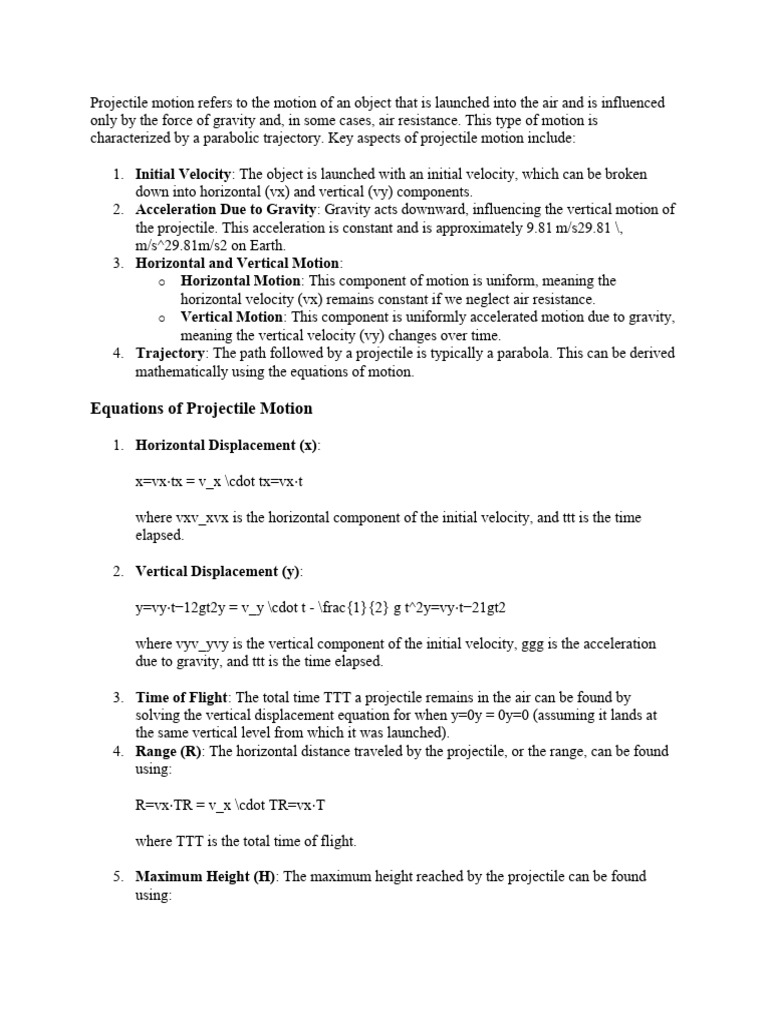 Projectile Motion | PDF | Physical Quantities | Dynamics (Mechanics)
