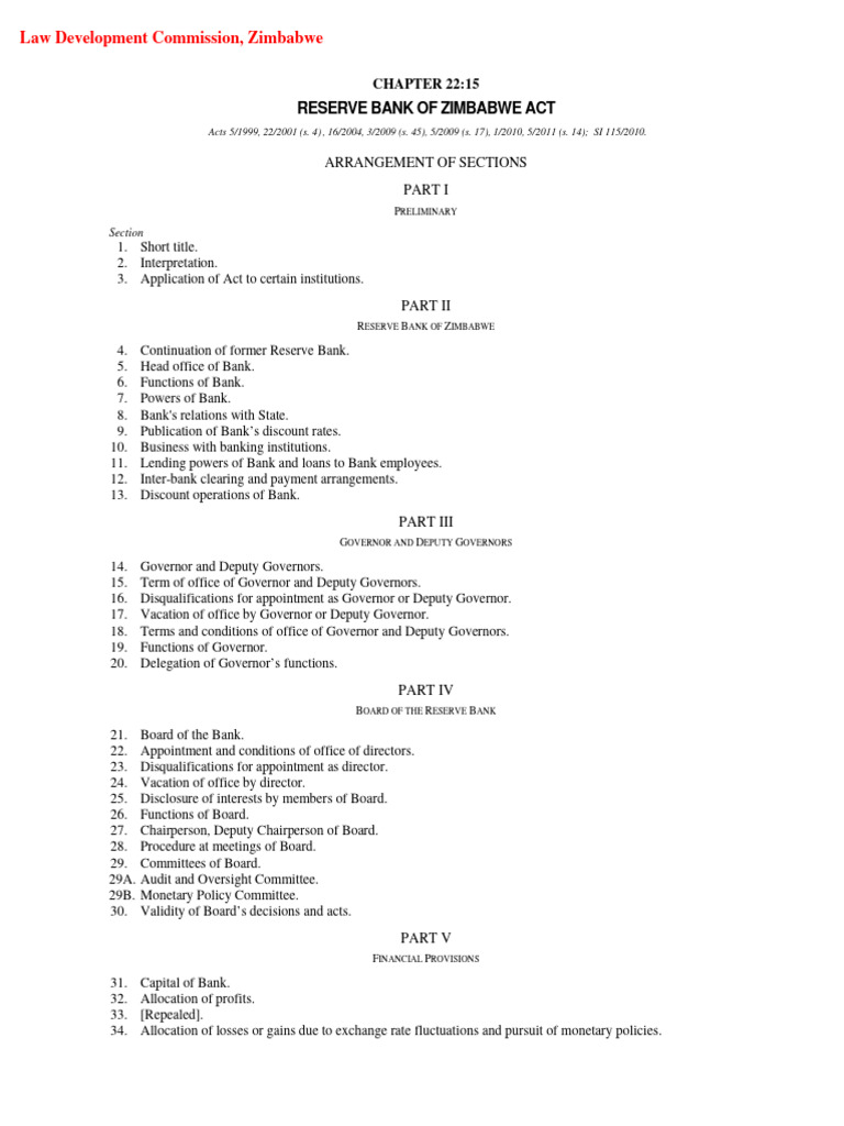 rbz-act | Download Free PDF | Banks | Money