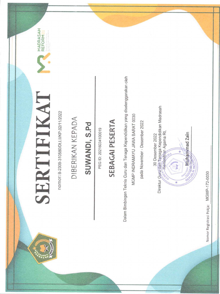 Sertifikat MGMP | PDF