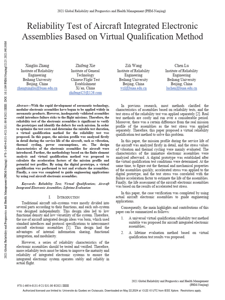 Virtual Reliability Testing for Aircraft Electronics | PDF ...
