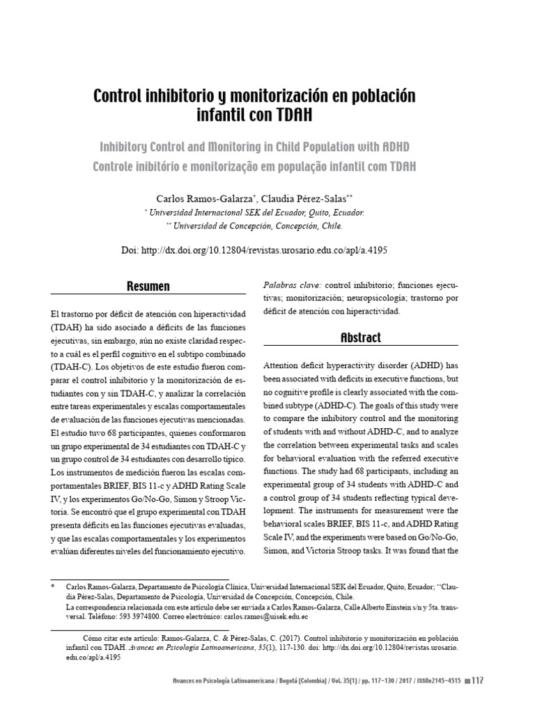 TDAH-C: Control Inhibitorio y Monitorización | PDF | Desorden ...