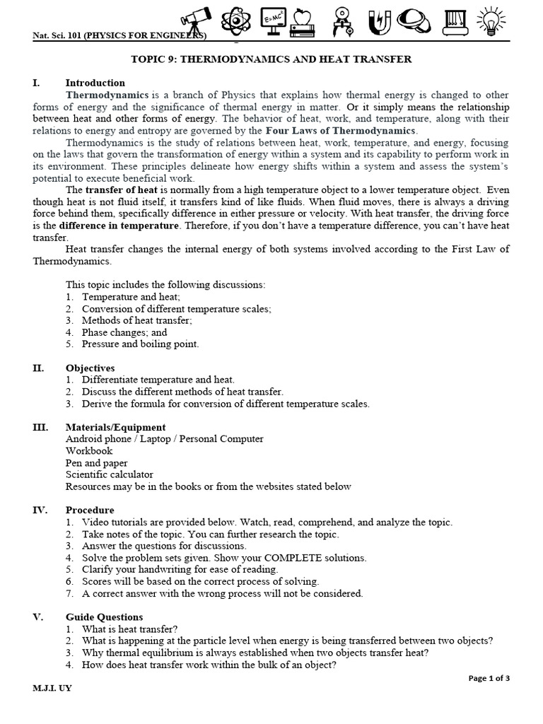 9 Thermodynamics and Heat Transfer Laboratory Activity | PDF | Heat | Temperature