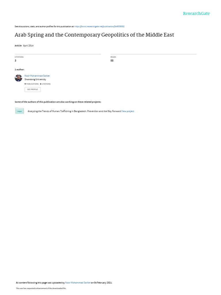 The Arab Spring and The Geopolitics of The Middle East | PDF | Opec