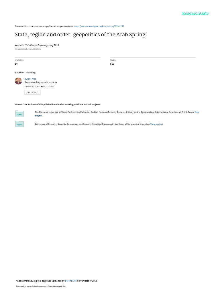 State, Region and Order - Geopolitics of The Arab Spring | PDF | Arab ...