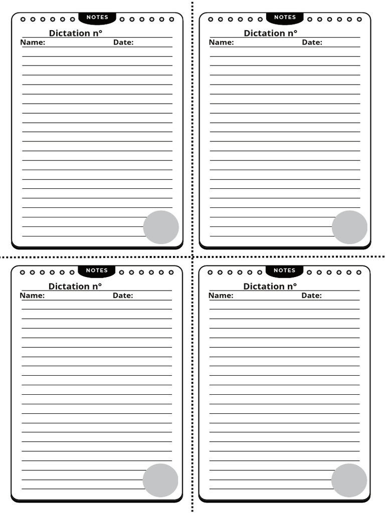 Blank Dictation Notes Template | PDF