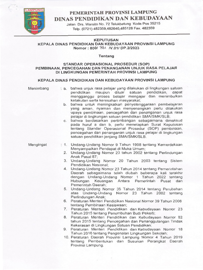 Sop Unjuk Rasa 2023 | PDF