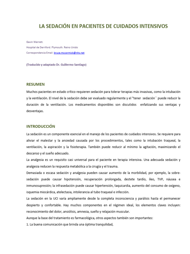 182 Sedacion en Pacientes en Cuidados Intensivos | PDF | Medicina de ...