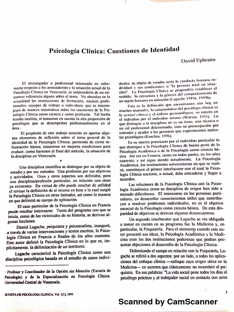 David Ephraim Psicologia Clinica Cuestiones de Identidad | PDF