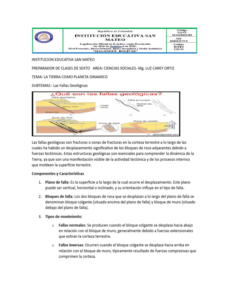 Fallas Geológicas y Movimientos Tectónicos | PDF | Placas tectónicas ...