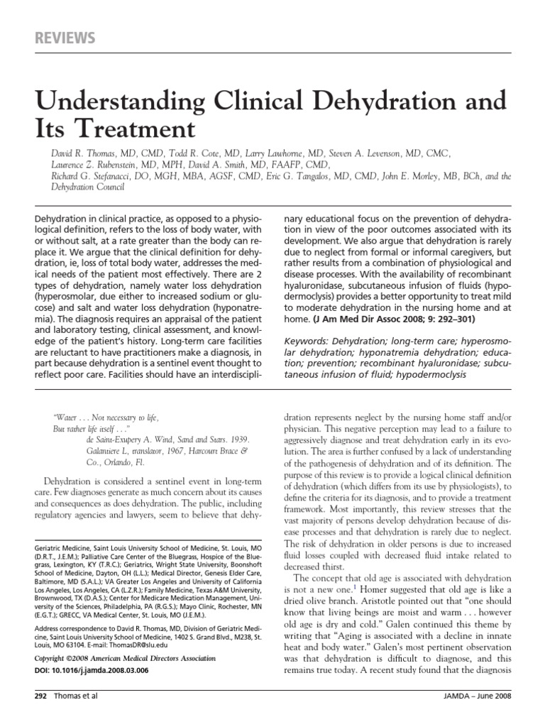 Understanding Clinical Dehydration and I | PDF | Intravenous Therapy | Dehydration
