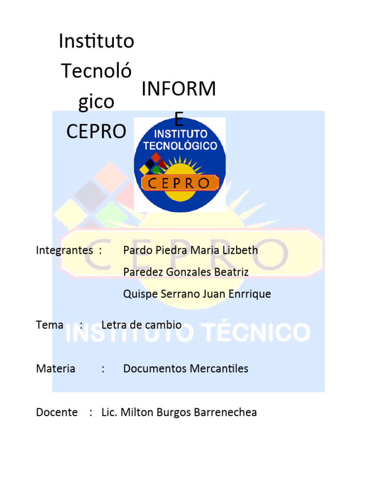 Informe Letra de Cambio (R) | PDF | Pagaré