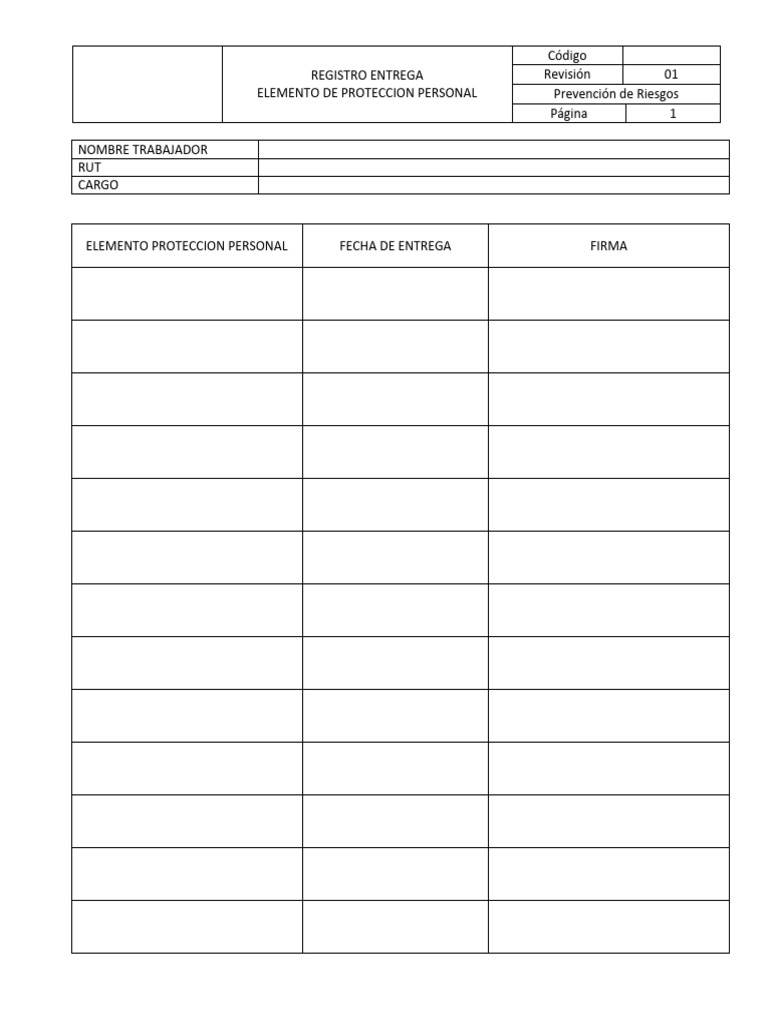 Registro de Entrega de Epp 2.0 | PDF