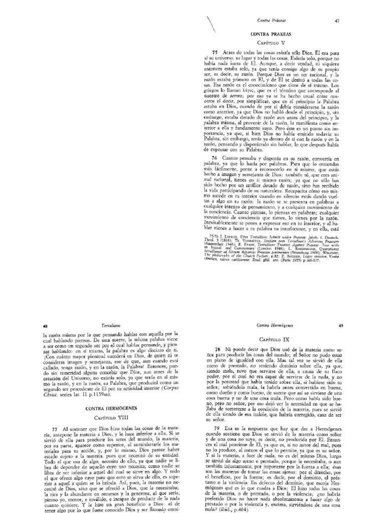 Tertuliano - Contra Práxeas y Hermógenes - Sobre El Alma | PDF