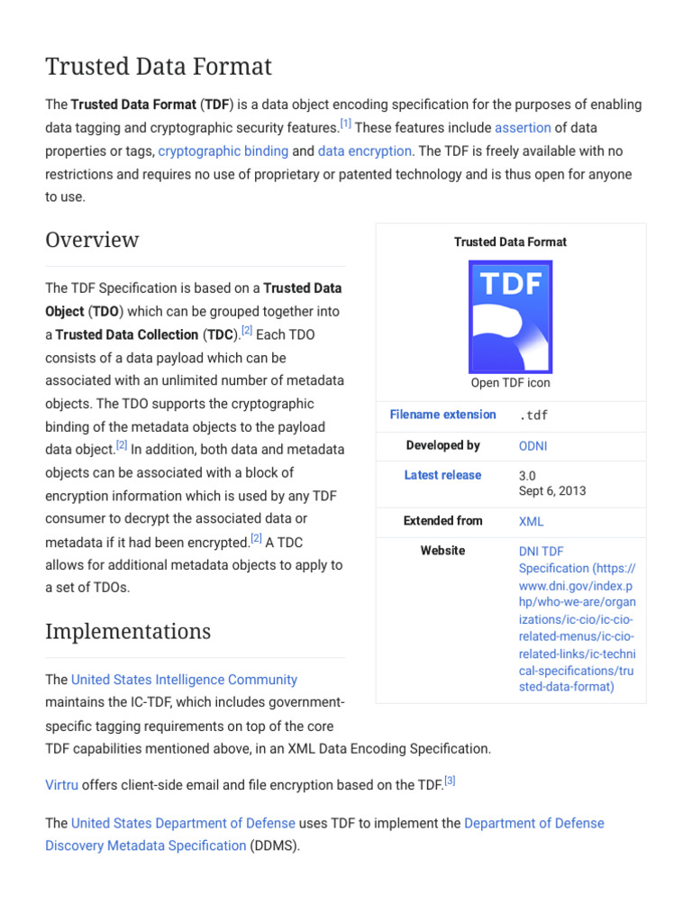 Trusted Data Format - Wikipedia | PDF | Information Technology | Computing
