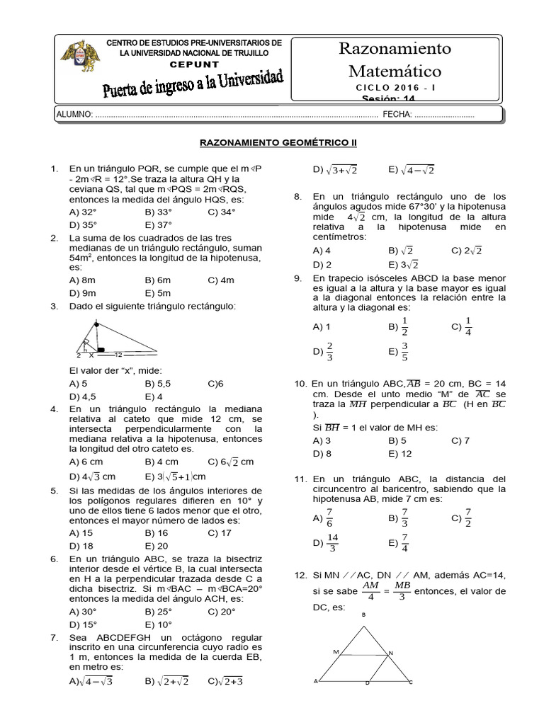 Sesión 14 - Raz Geom Ii - Salazar | PDF | Triángulo | Rectángulo