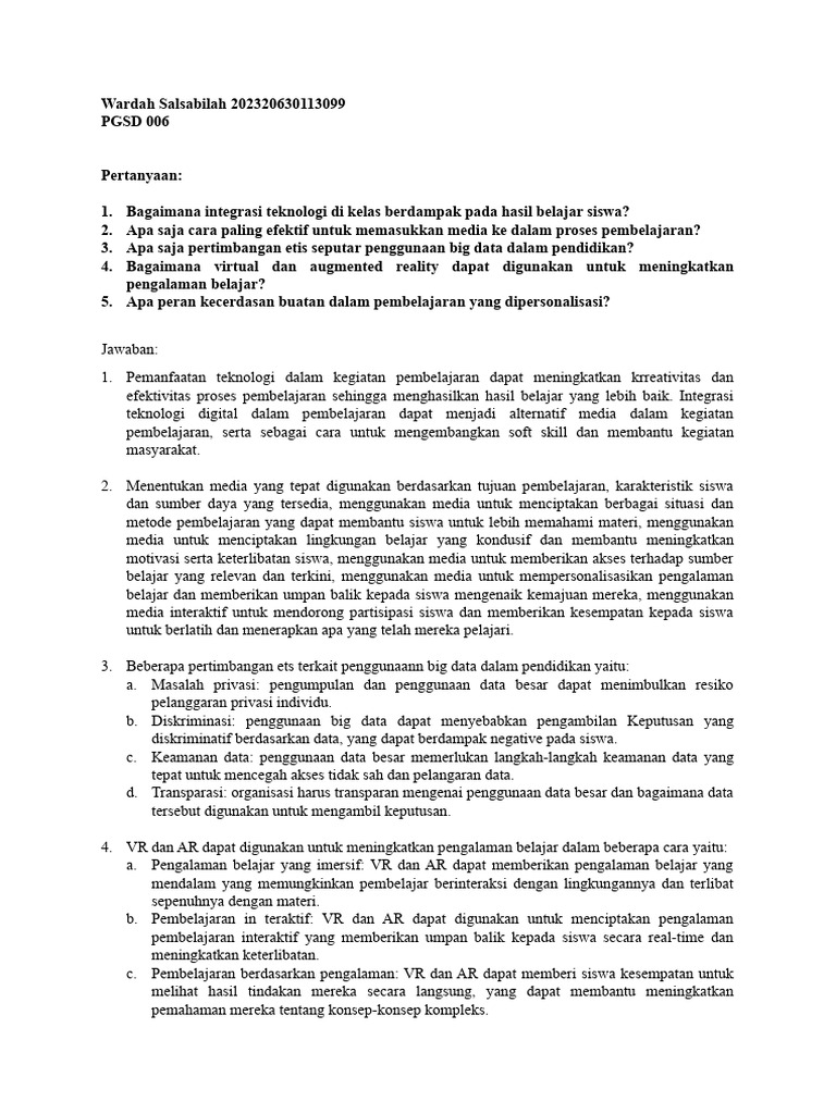 T1-6 Elaborasi Pemahaman - Teknologi Baru Dalam Pembelajaran | PDF | Karier & Perkembangan ...