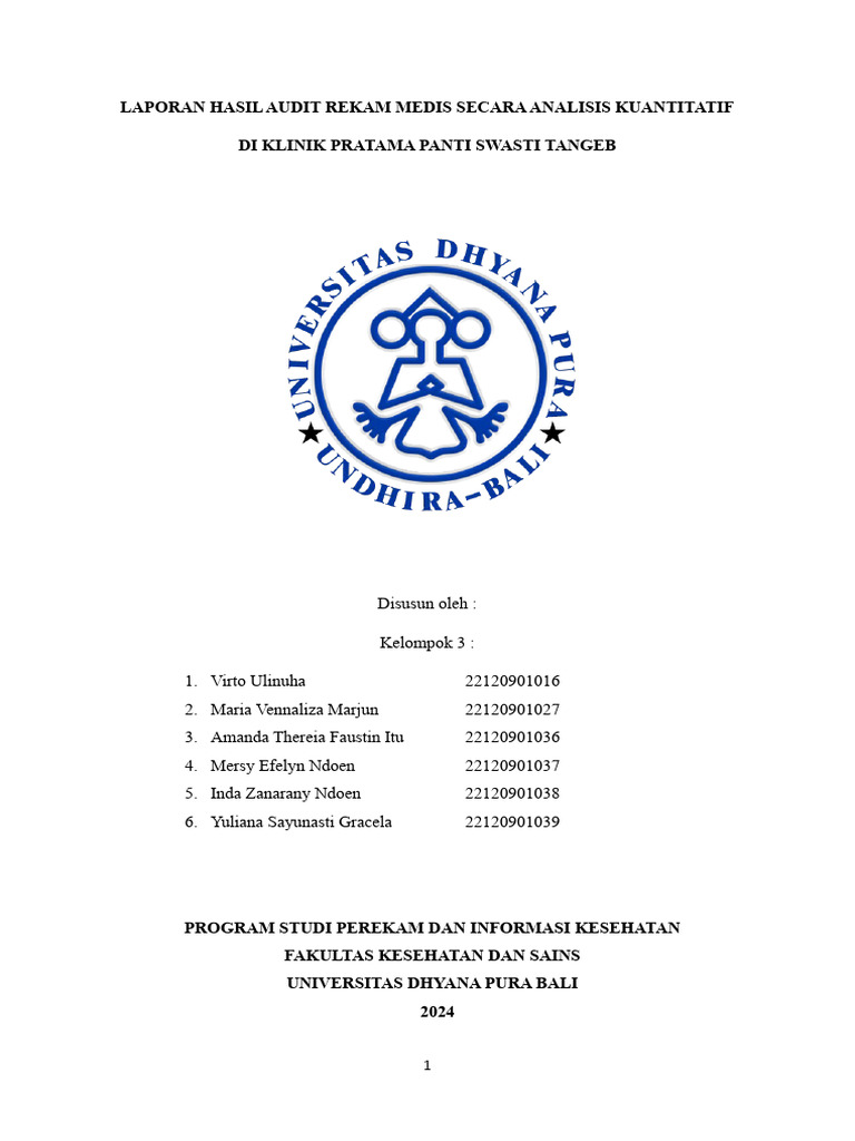 Laporan Hasil Audit Rekam Medis Klmpok 3 Baru | PDF