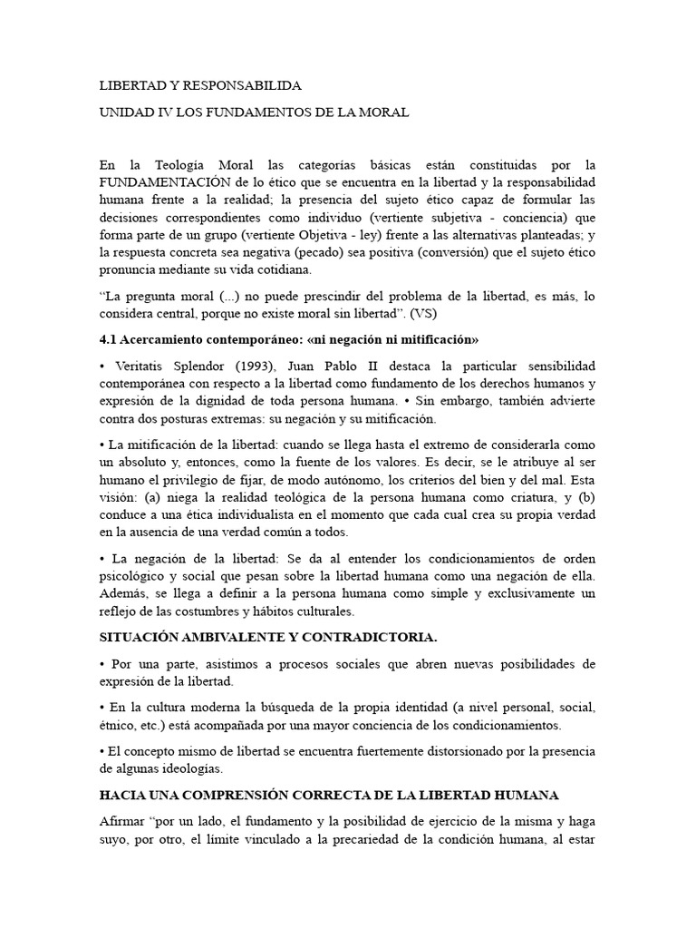 02 Librertaad y Responsabilidad - Los Fundamentos de La Moral | PDF | Libertad | Moralidad