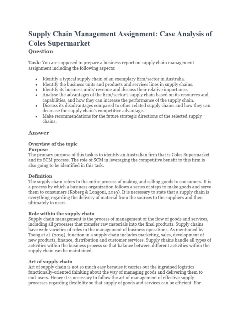 SCM-Case Study - Australia | PDF | Supply Chain | Supply Chain Management