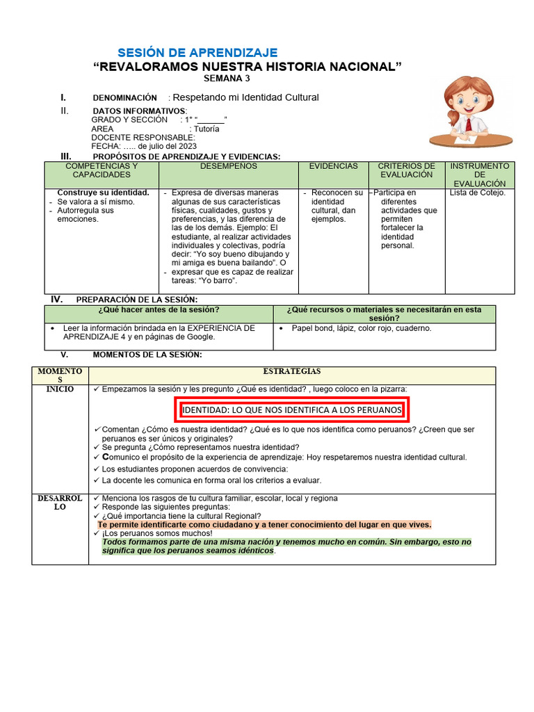 Semana 3 Sesion 9 Tutoria | PDF | Evaluación | Nación
